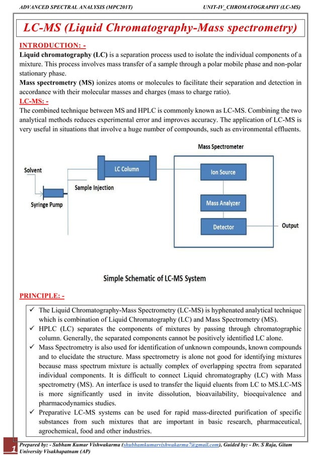 liquid chromatography-mass spectrometry (LC-MS) | PDF | Chemistry | Science