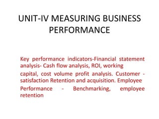 UNIT-IV MEASURING BUSINESS PERFORMANCE.. | PPTX