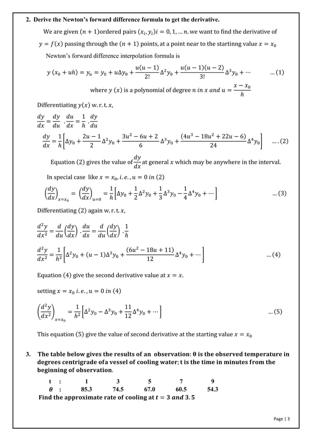 Study Material Numerical Differentiation and Integration | PDF ...