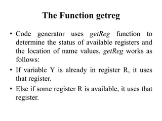 Unit iv(simple code generator) | PPTX