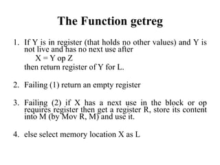 Unit iv(simple code generator) | PPTX