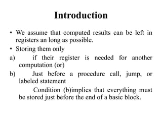 Unit iv(simple code generator) | PPTX