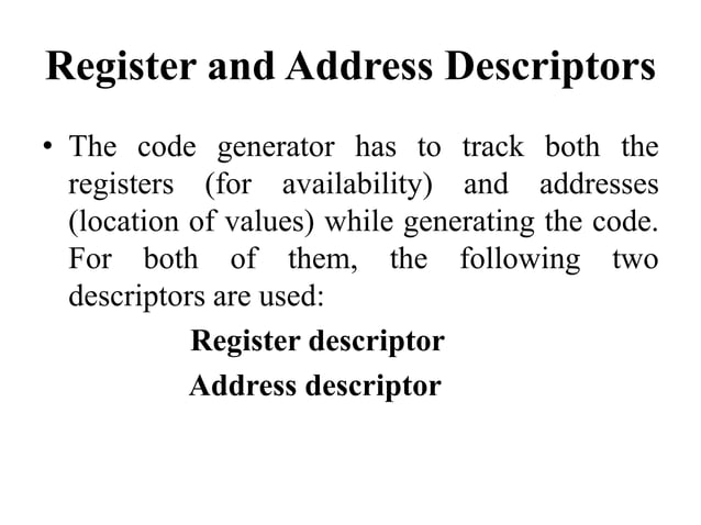 Unit iv(simple code generator) | PPTX