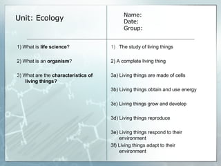 Unit One Cornell Notes930 | PPT