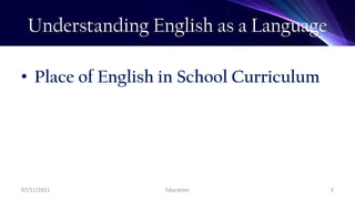 Place of English in School Curriculum | PDF