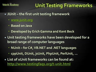 Unit Testing - Nakov's Talk @ VarnaConf 2013 | PPTX