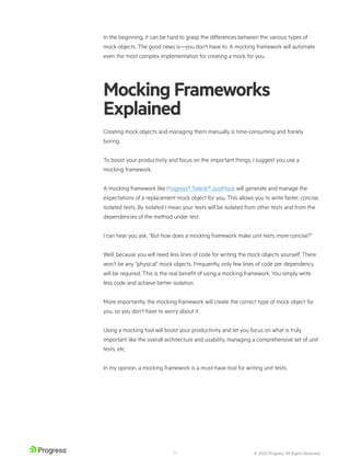 Unit Testing Guide. Helps to understand the basics of unit testing . | PDF