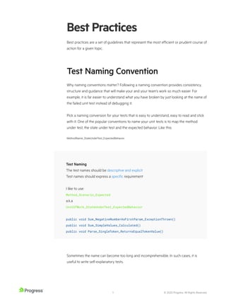 Unit Testing Guide. Helps to understand the basics of unit testing . | PDF