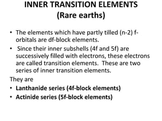 Inner Transition Metals