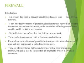 System Security- Firewalls and ID System | PPTX