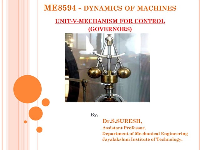 Dynamics of Machines - Unit V-Governors | PDF | Physics | Science