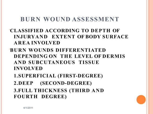 Burns & cosmetic surgery | PPTX | First Aid | Injuries
