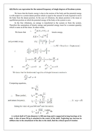 UNIT-5 VIBRATION NOTES- FREE -LONGITUDINAL VIBRATION | PDF