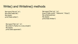 File handling in Python this PPT gives | PDF