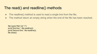 File handling in Python this PPT gives | PDF