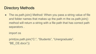 File handling in Python this PPT gives | PDF