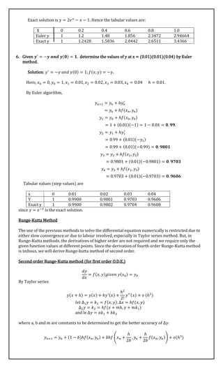 Study Material Numerical Solution of Odinary Differential Equations ...