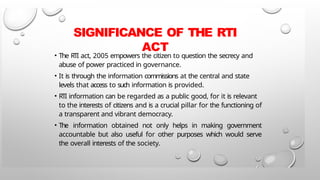 RIGHT TO INFORMATION ACT-2005 AND CPA-2019 | PPTX