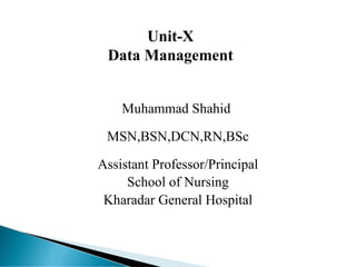 Unit-X-Data management, types of data and analysis | PPT