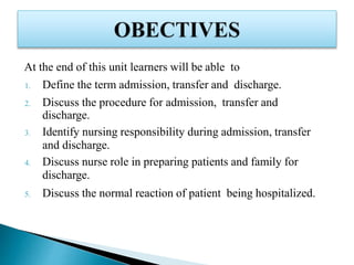 Unit-XI process of hoppitalization (1).pptx nusing | PPTX | First Aid ...