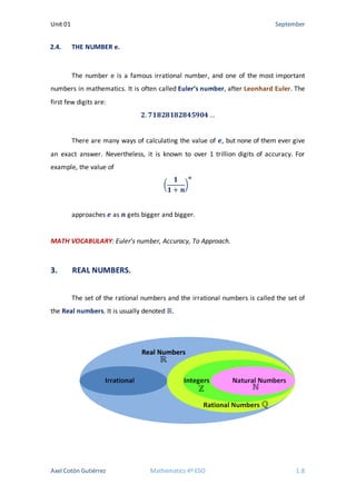 4 ESO Academics - Unit 01 - Real Numbers and Percentages | PDF