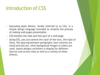 WEB TECHNOLOGY:Web Essentials and Markup Language HTML | PPTX