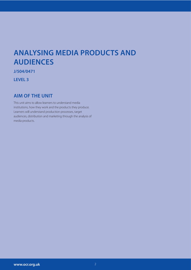 Unit 01 analysing media products and audiences | PDF