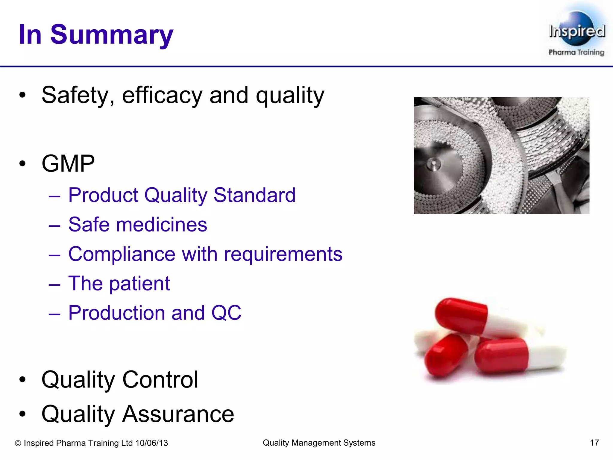 Pharmaceutical principles of QA, GMP and QC | PPTX