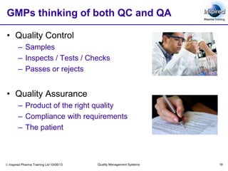 Pharmaceutical principles of QA, GMP and QC | PPTX