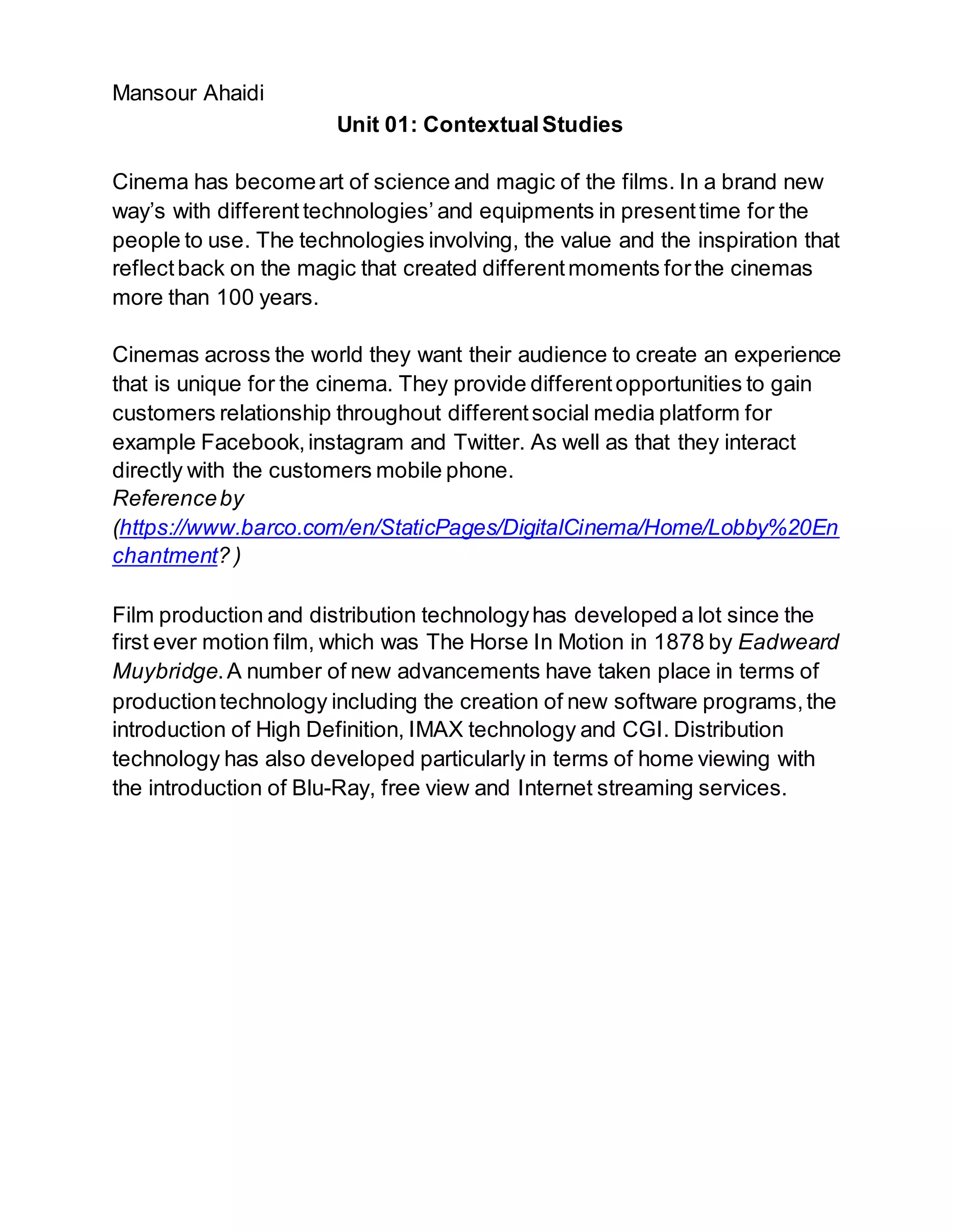 Unit 01 contextual studies | PDF