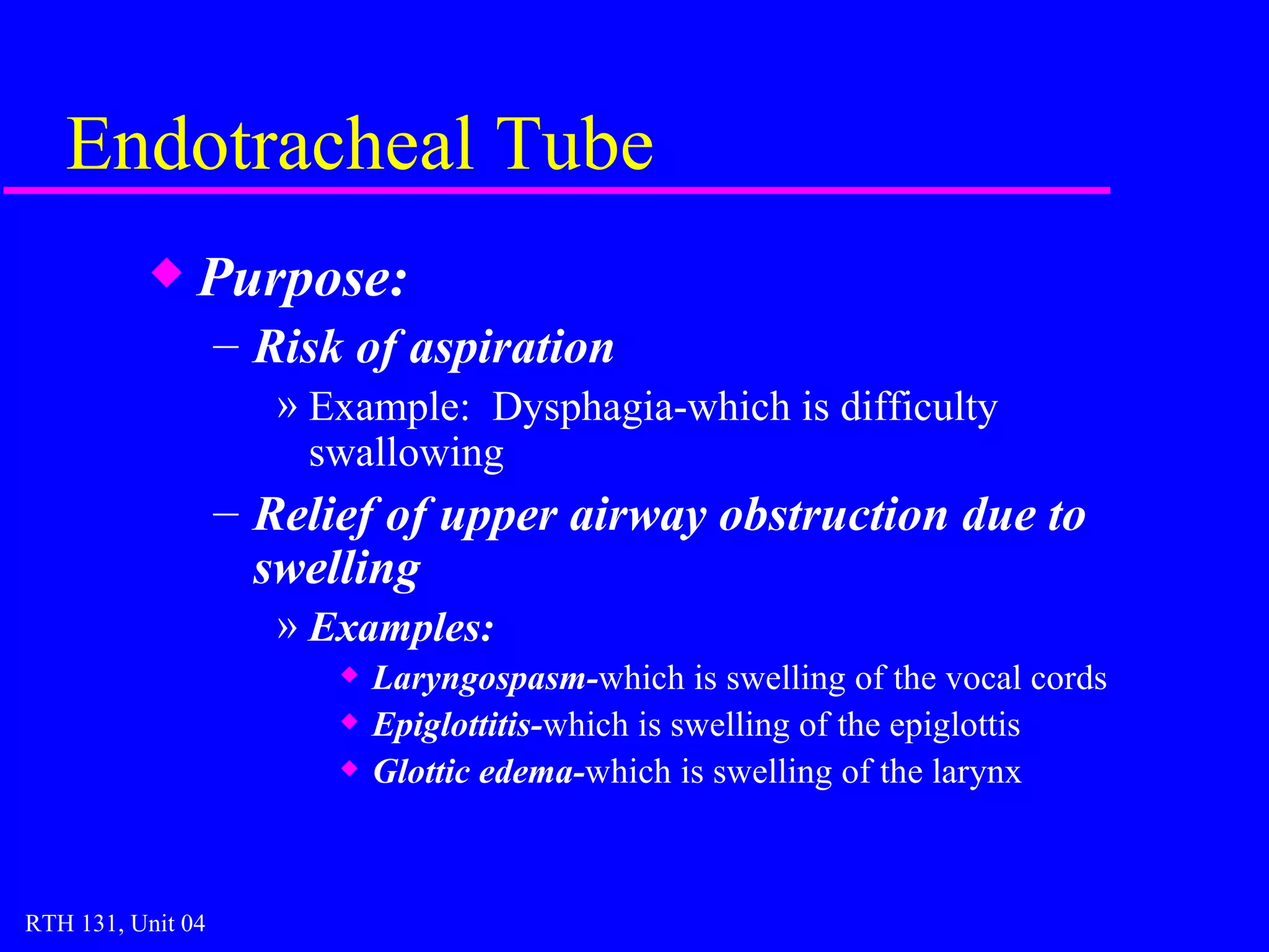 Unit 01 endotracheal tube | PPT