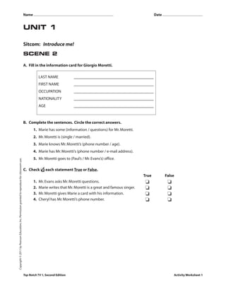 Unit 01 tv_activity_worksheets | PDF