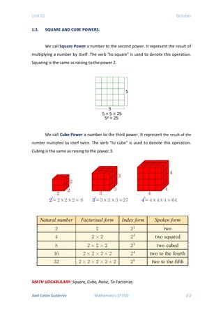 1 ESO - UNIT 02 - POWERS AND SQUARE ROOTS | PDF