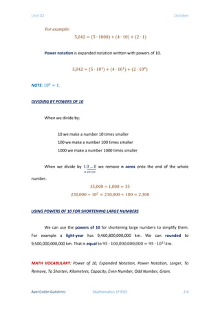 1 ESO - UNIT 02 - POWERS AND SQUARE ROOTS | PDF
