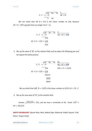 1 ESO - UNIT 02 - POWERS AND SQUARE ROOTS | PDF