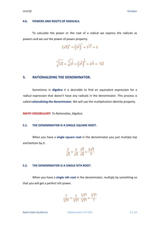 4 ESO Academics - UNIT 02 - POWERS, ROOTS AND LOGARITHMS | PDF