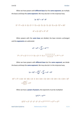 4 ESO Academics - UNIT 02 - POWERS, ROOTS AND LOGARITHMS | PDF