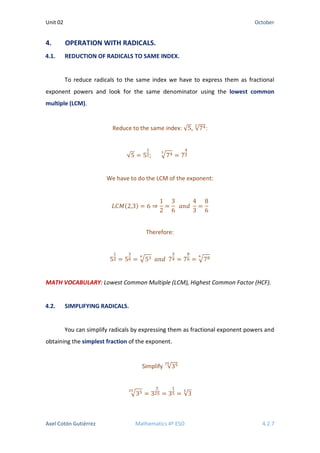 4 ESO Academics - UNIT 02 - POWERS, ROOTS AND LOGARITHMS | PDF
