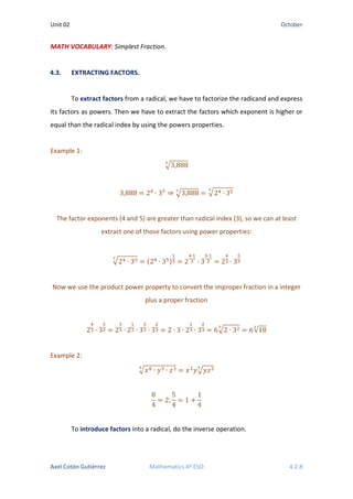 4 ESO Academics - UNIT 02 - POWERS, ROOTS AND LOGARITHMS | PDF