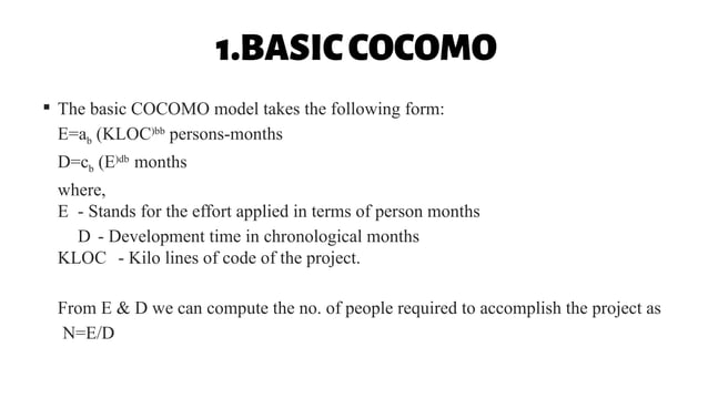 COCOMO methods for software size estimation | PPT