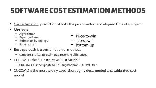 Cocomo Methods For Software Size Estimation Ppt