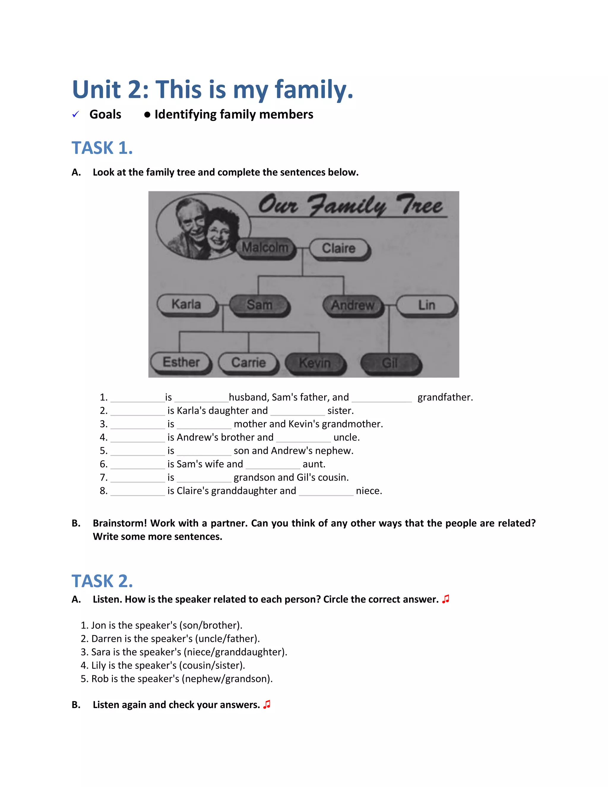 Listen In - Unit 02: This is my family | PDF