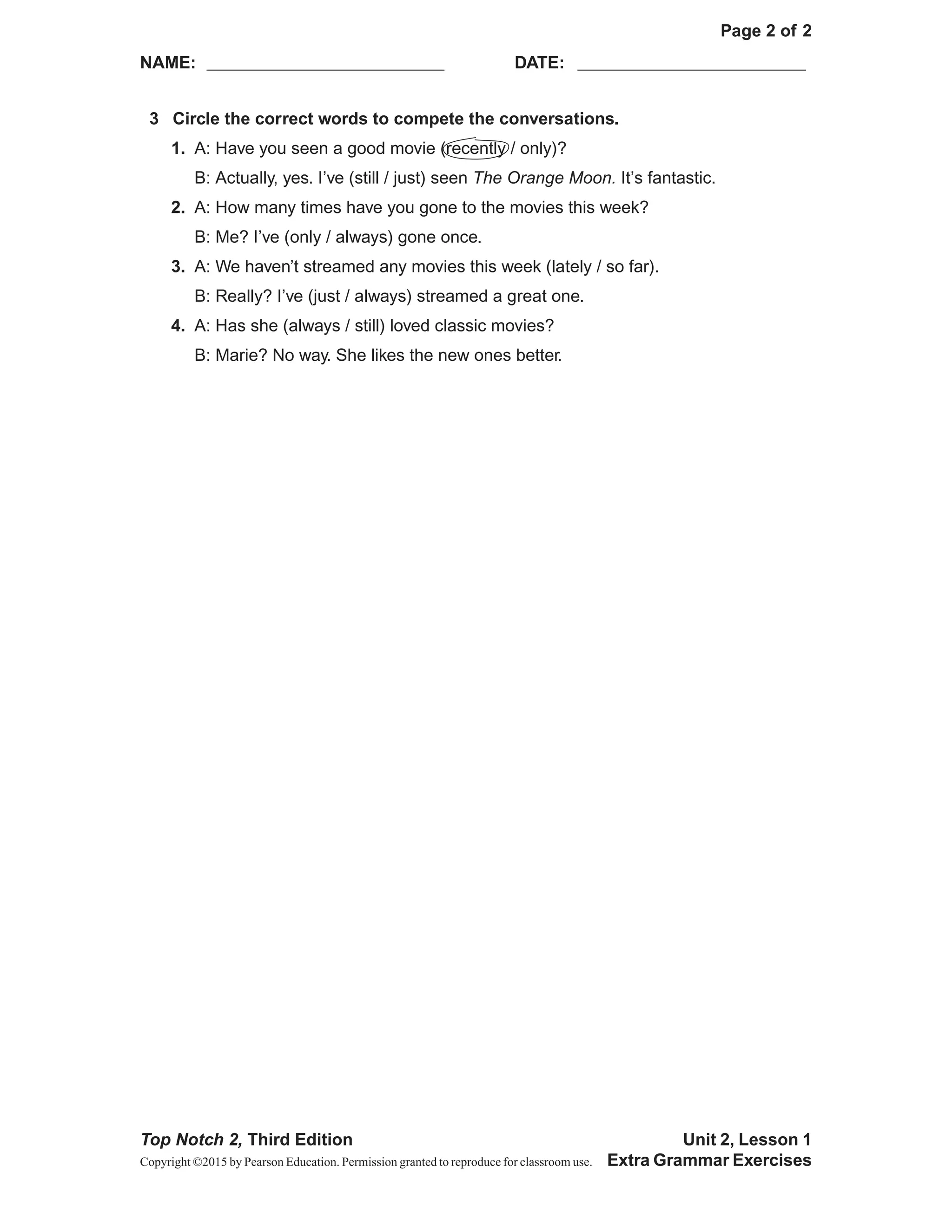 Unit_02_Extra_Grammar_Exercises.pdf | Movies | Entertainment