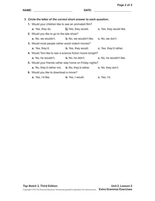 Unit_02_Extra_Grammar_Exercises.pdf | Movies | Entertainment