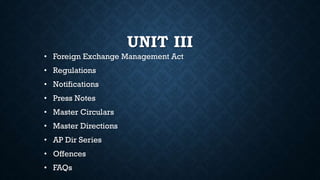 Foreign exchange management act - regulations & notifications | PDF