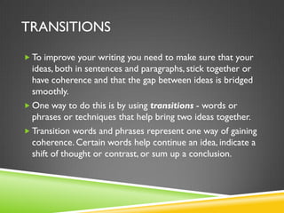 writing more effectively and persuasively with transitional phrases | PPT