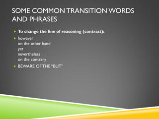 writing more effectively and persuasively with transitional phrases | PPT