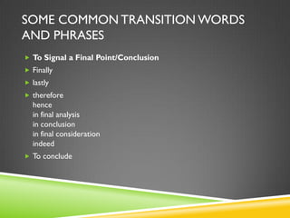 writing more effectively and persuasively with transitional phrases | PPT