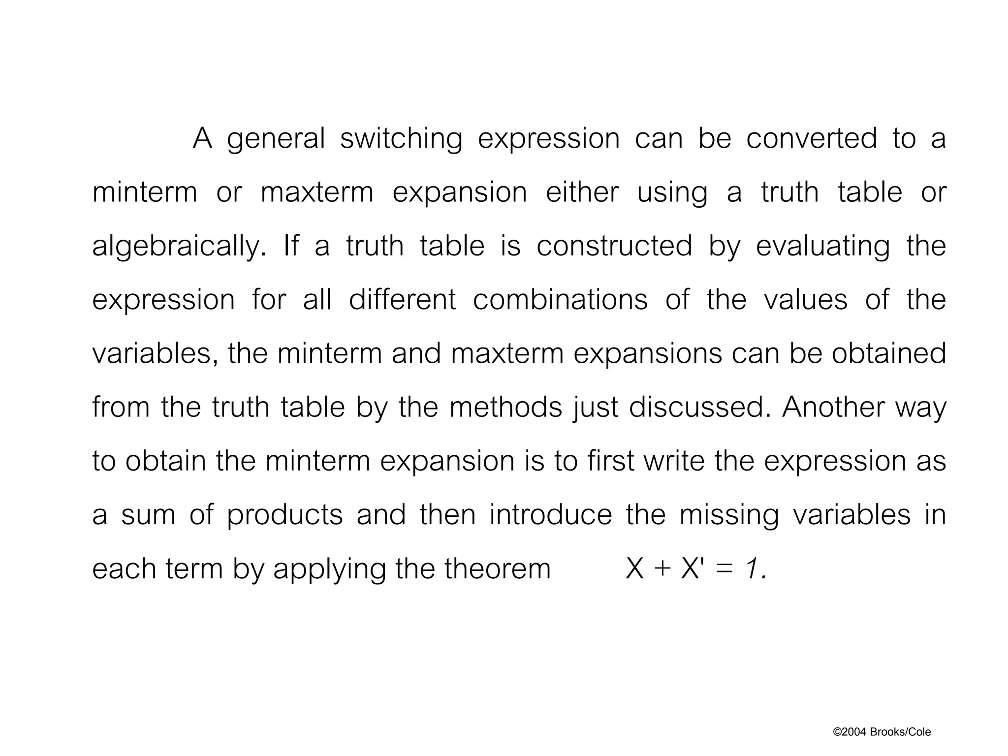 Applications of boolean algebra minterm and maxterm expansions | PPTX