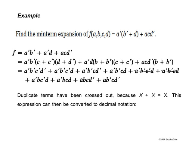 Applications of boolean algebra minterm and maxterm expansions | PPT